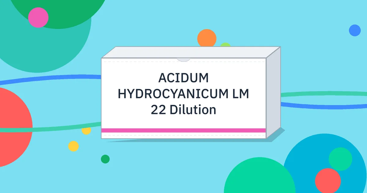 Symbolbild: Packung mit der Aufschrift ACIDUM HYDROCYANICUM LM 22 Dilution (PZN 13278547) – Verfügbarkeit und Bezug in Apotheken in Frankfurt am Main