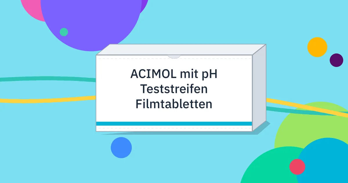 Symbolbild: Packung mit der Aufschrift ACIMOL mit pH Teststreifen Filmtabletten (PZN 02766290) – Verfügbarkeit und Bezug in Apotheken in Frankfurt am Main