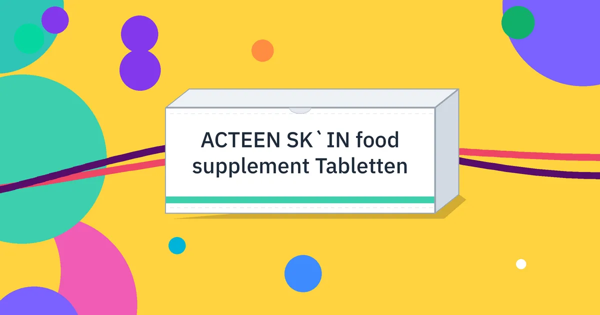Symbolbild: Packung mit der Aufschrift ACTEEN SK`IN food supplement Tabletten (PZN 12478362) – Verfügbarkeit und Bezug in Apotheken in Frankfurt am Main