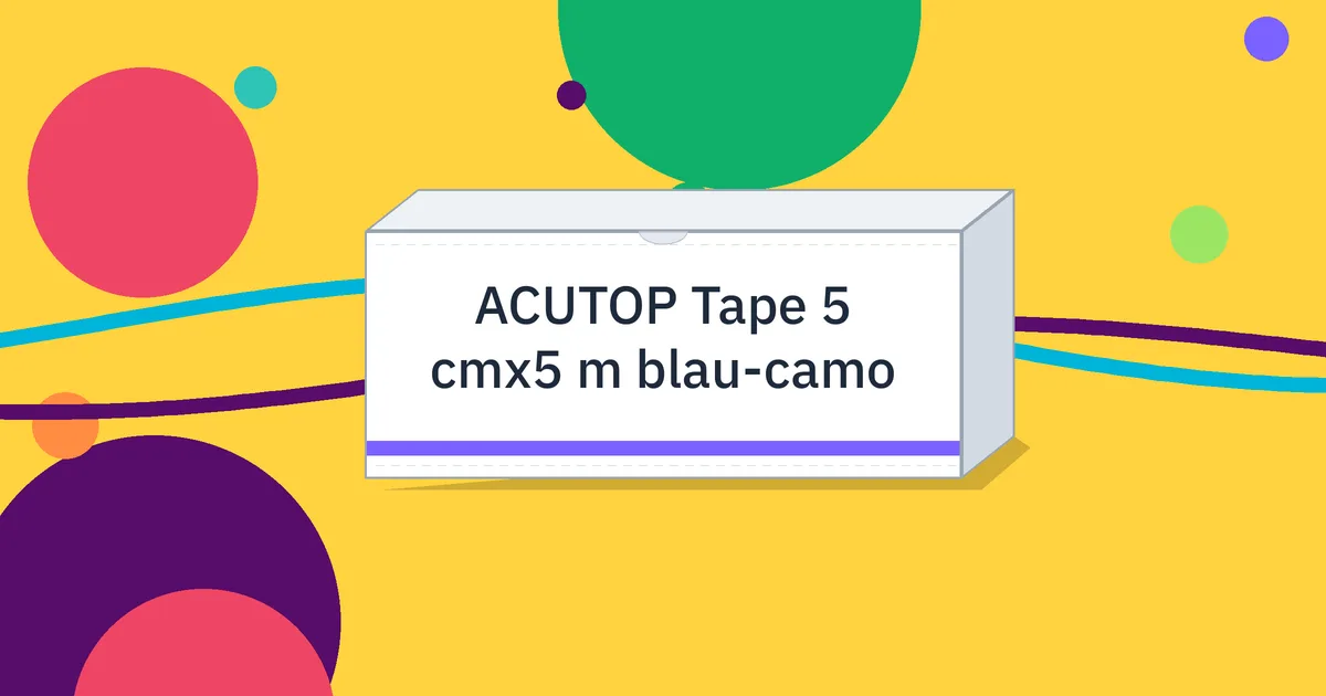 Symbolbild: Packung mit der Aufschrift ACUTOP Tape 5 cmx5 m blau-camo (PZN 12479172) – Verfügbarkeit und Bezug in Apotheken in Frankfurt am Main