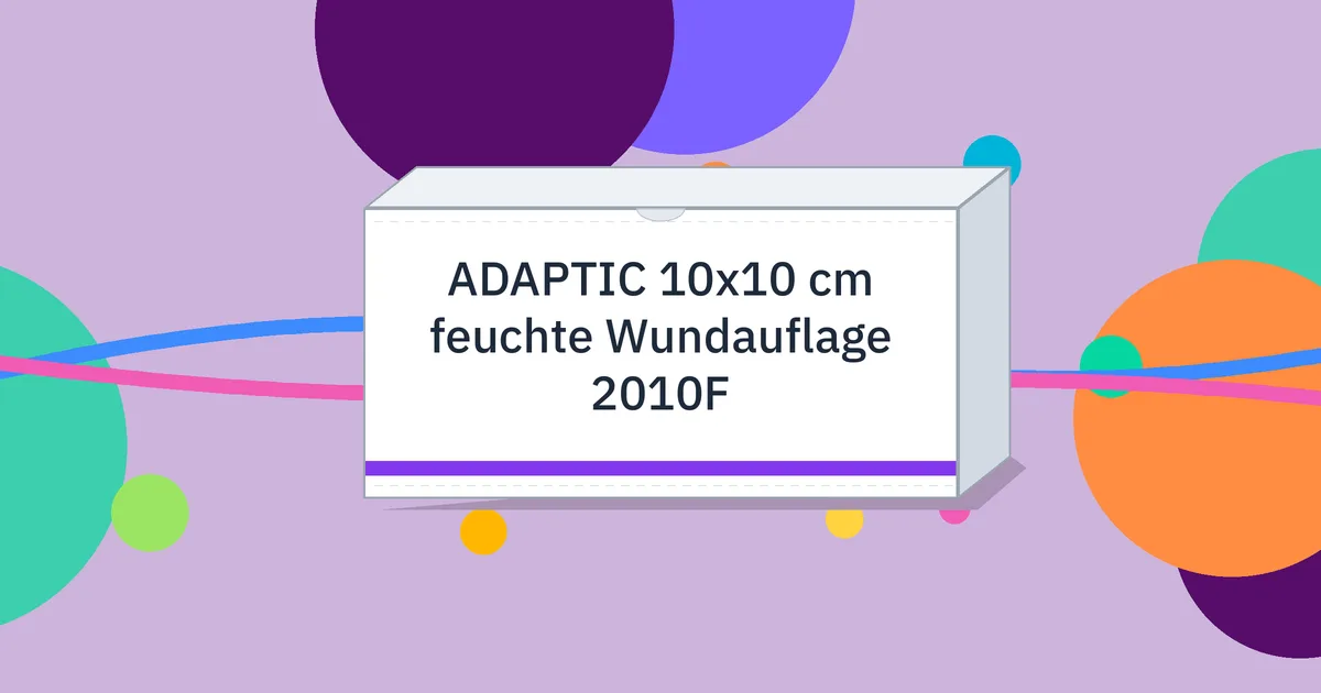 Symbolbild: Packung mit der Aufschrift ADAPTIC 10x10 cm feuchte Wundauflage 2010F (PZN 18853051) – Verfügbarkeit und Bezug in Apotheken in Frankfurt am Main