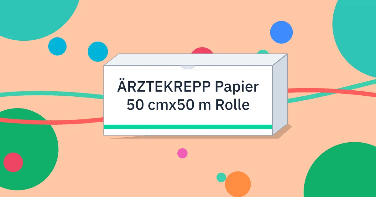 Symbolbild: Packung mit der Aufschrift ÄRZTEKREPP Papier 50 cmx50 m Rolle (PZN 10313467) – Verfügbarkeit und Bezug in Apotheken in Frankfurt am Main