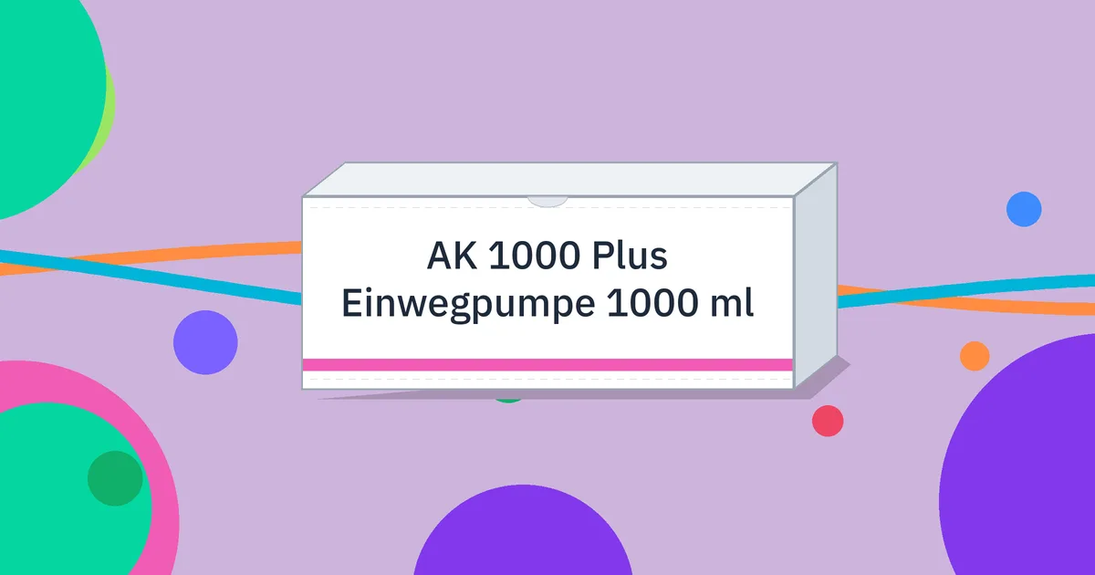 Symbolbild: Packung mit der Aufschrift AK 1000 Plus Einwegpumpe 1000 ml (PZN 15870913) – Verfügbarkeit und Bezug in Apotheken in Frankfurt am Main