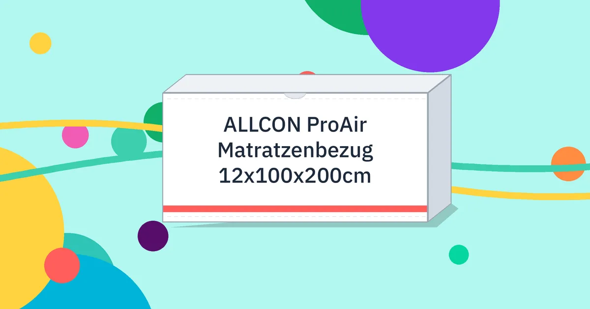 Symbolbild: Packung mit der Aufschrift ALLCON ProAir Matratzenbezug 12x100x200cm (PZN 02064783) – Verfügbarkeit und Bezug in Apotheken in Frankfurt am Main