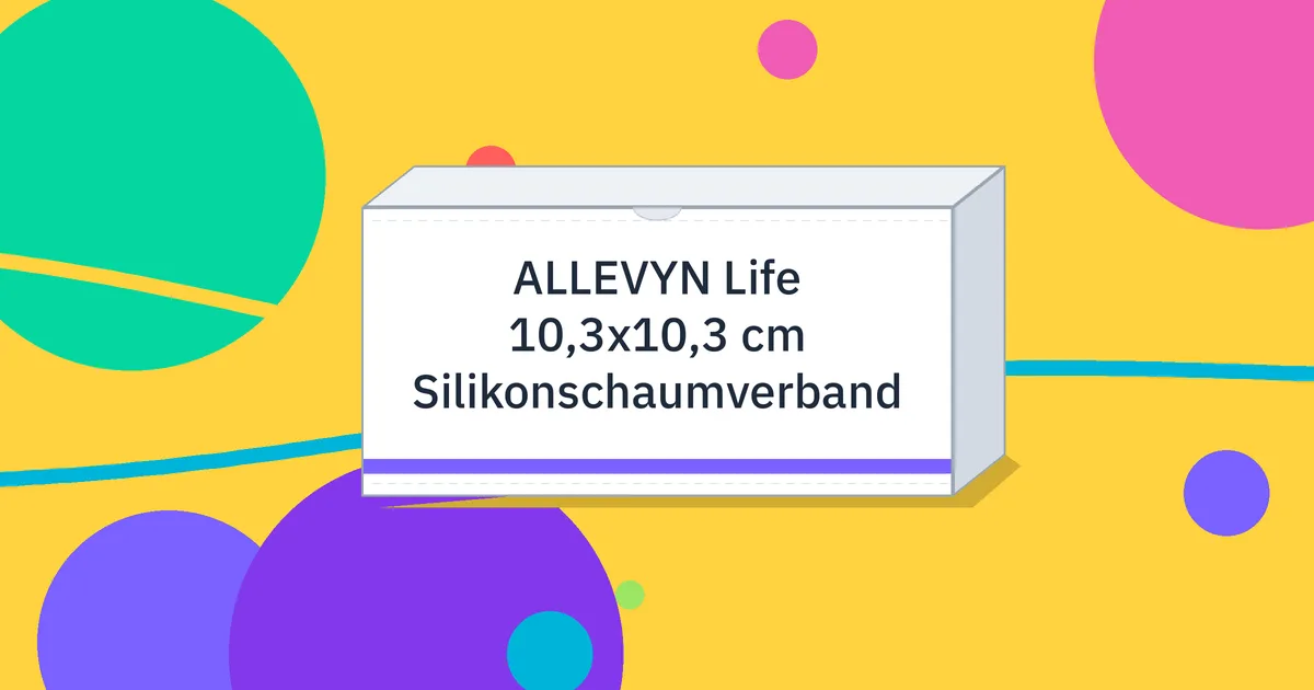 Symbolbild: Packung mit der Aufschrift ALLEVYN Life 10,3x10,3 cm Silikonschaumverband (PZN 12555683) – Verfügbarkeit und Bezug in Apotheken in Frankfurt am Main