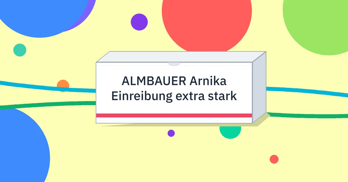 Symbolbild: Packung mit der Aufschrift ALMBAUER Arnika Einreibung extra stark (PZN 06437092) – Verfügbarkeit und Bezug in Apotheken in Frankfurt am Main