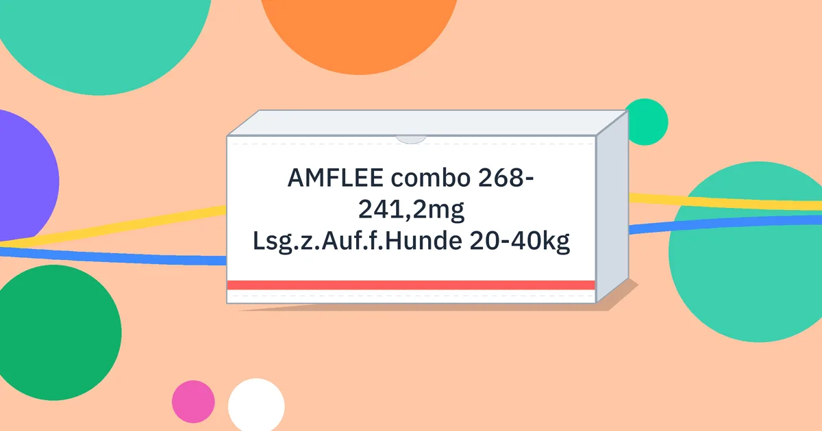 Symbolbild: Packung mit der Aufschrift AMFLEE combo 268-241,2mg Lsg.z.Auf.f.Hunde 20-40kg (PZN 13921701) – Verfügbarkeit und Bezug in Apotheken in Frankfurt am Main