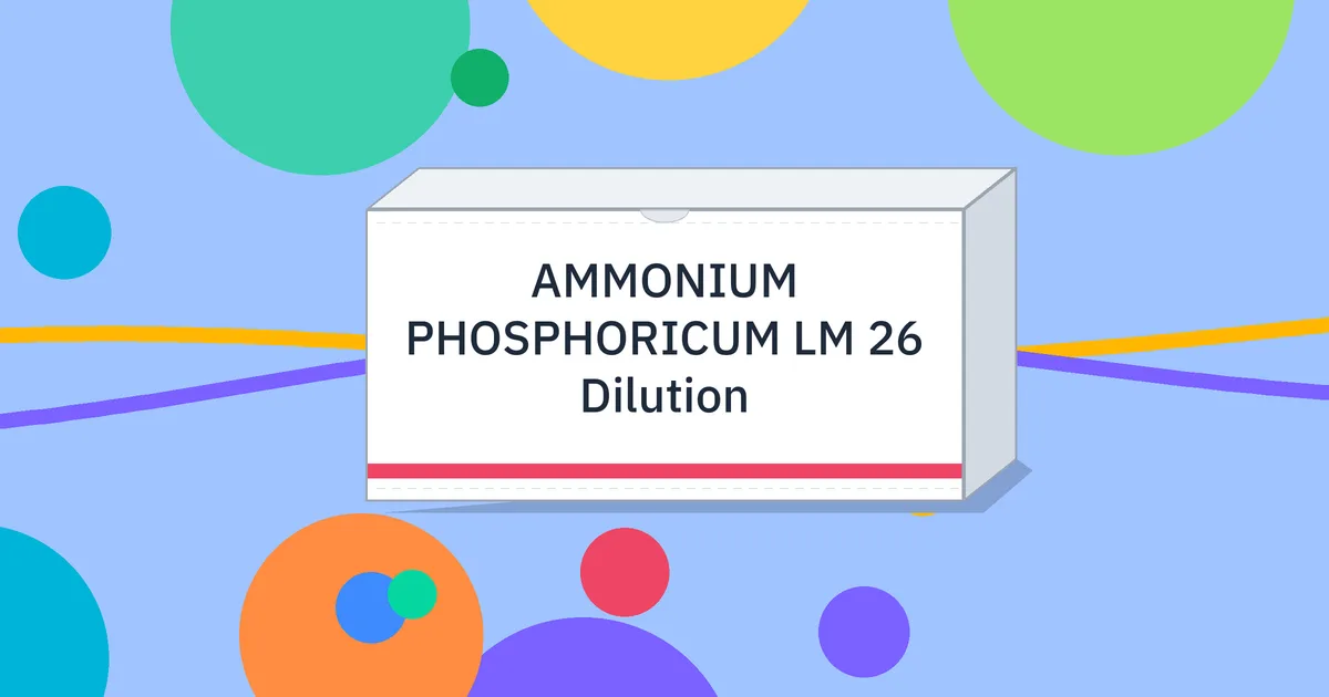 Symbolbild: Packung mit der Aufschrift AMMONIUM PHOSPHORICUM LM 26 Dilution (PZN 13322455) – Verfügbarkeit und Bezug in Apotheken in Frankfurt am Main