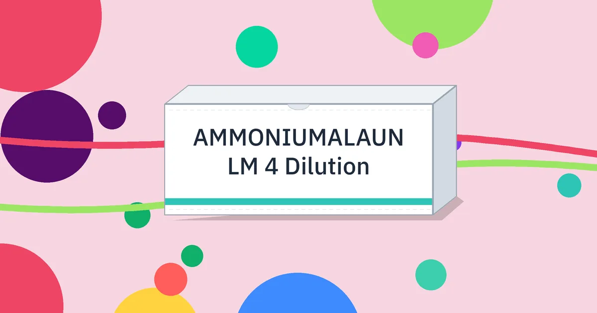Symbolbild: Packung mit der Aufschrift AMMONIUMALAUN LM 4 Dilution (PZN 13324514) – Verfügbarkeit und Bezug in Apotheken in Frankfurt am Main