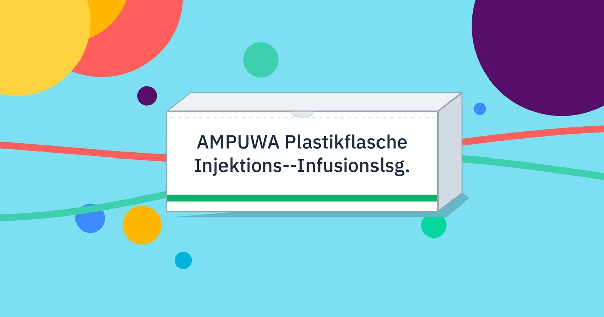 Symbolbild: Packung mit der Aufschrift AMPUWA Plastikflasche Injektions--Infusionslsg. (PZN 00041447) – Verfügbarkeit und Bezug in Apotheken in Frankfurt am Main