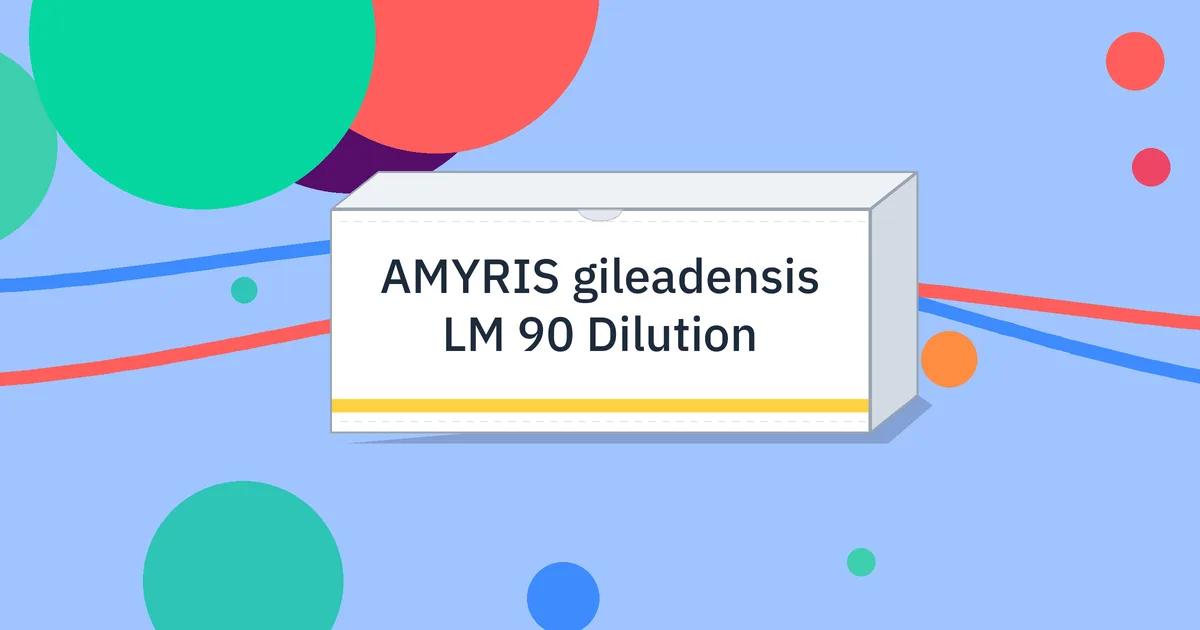 Symbolbild: Packung mit der Aufschrift AMYRIS gileadensis LM 90 Dilution (PZN 13327234) – Verfügbarkeit und Bezug in Apotheken in Frankfurt am Main