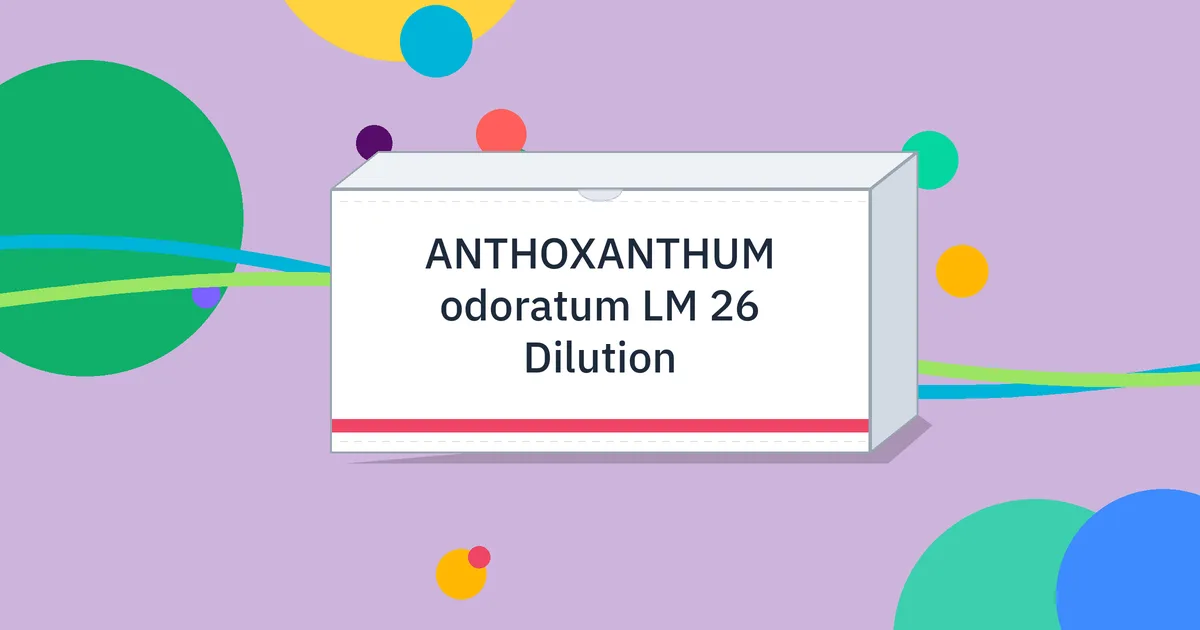 Symbolbild: Packung mit der Aufschrift ANTHOXANTHUM odoratum LM 26 Dilution (PZN 13370000) – Verfügbarkeit und Bezug in Apotheken in Frankfurt am Main