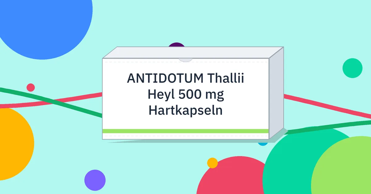 Symbolbild: Packung mit der Aufschrift ANTIDOTUM Thallii Heyl 500 mg Hartkapseln (PZN 01442993) – Verfügbarkeit und Bezug in Apotheken in Frankfurt am Main