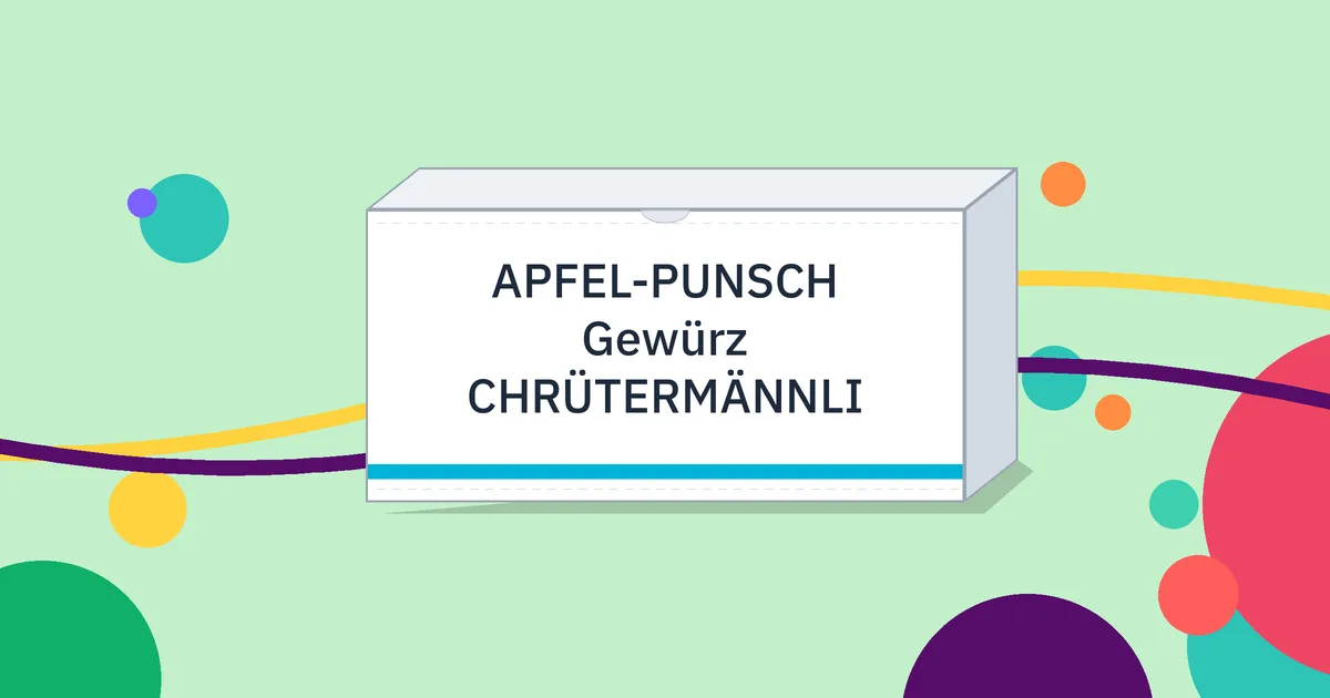 Symbolbild: Packung mit der Aufschrift APFEL-PUNSCH Gewürz CHRÜTERMÄNNLI (PZN 01188282) – Verfügbarkeit und Bezug in Apotheken in Frankfurt am Main