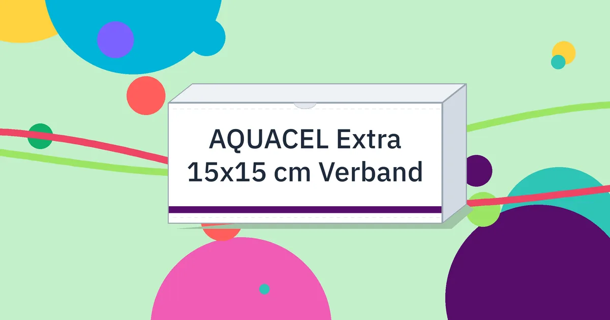 Symbolbild: Packung mit der Aufschrift AQUACEL Extra 15x15 cm Verband (PZN 18437631) – Verfügbarkeit und Bezug in Apotheken in Frankfurt am Main
