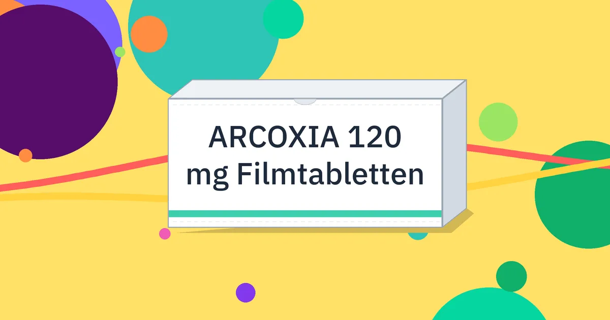 Symbolbild: Packung mit der Aufschrift ARCOXIA 120 mg Filmtabletten (PZN 06571637) – Verfügbarkeit und Bezug in Apotheken in Frankfurt am Main