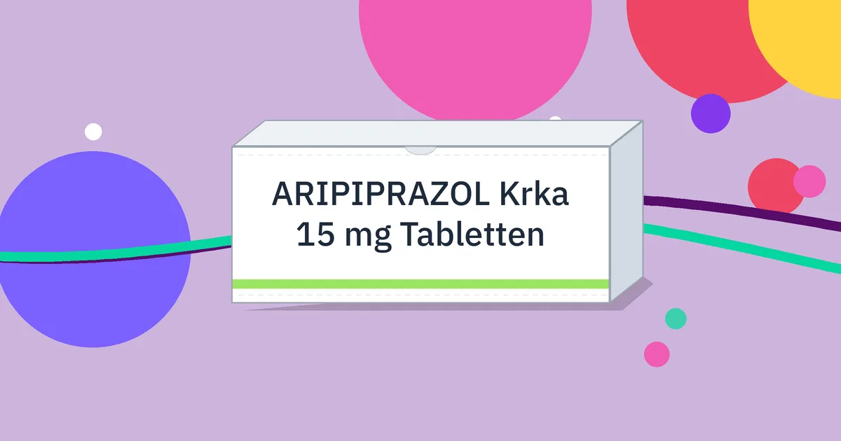 Symbolbild: Packung mit der Aufschrift ARIPIPRAZOL Krka 15 mg Tabletten (PZN 15739886) – Verfügbarkeit und Bezug in Apotheken in Frankfurt am Main