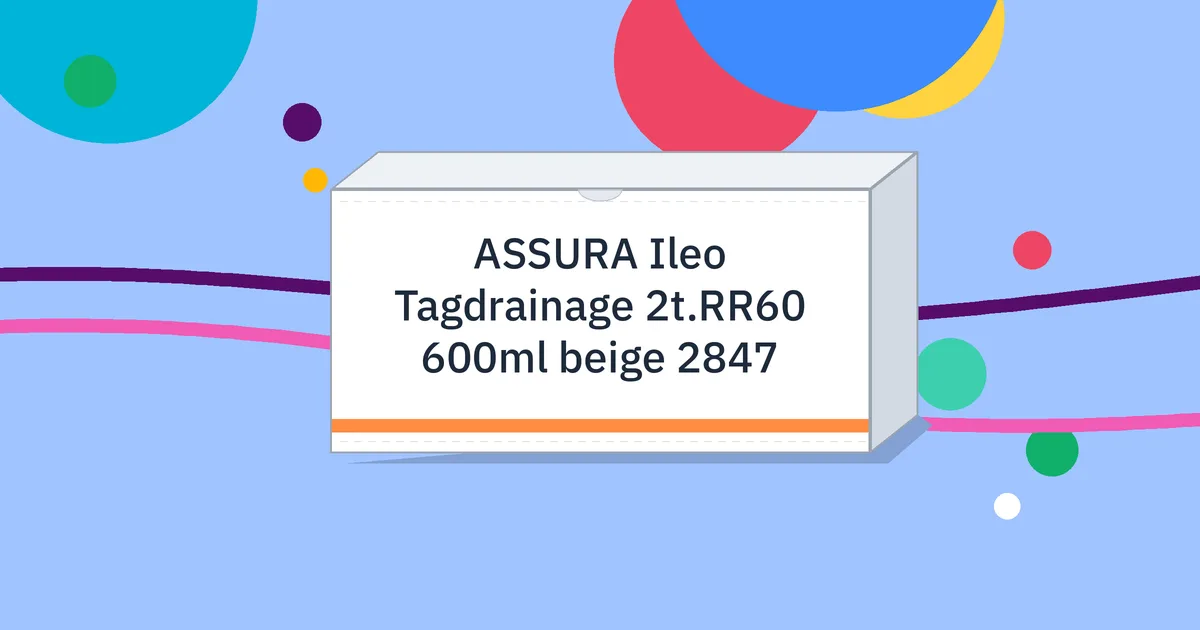 Symbolbild: Packung mit der Aufschrift ASSURA Ileo Tagdrainage 2t.RR60 600ml beige 2847 (PZN 00742316) – Verfügbarkeit und Bezug in Apotheken in Frankfurt am Main