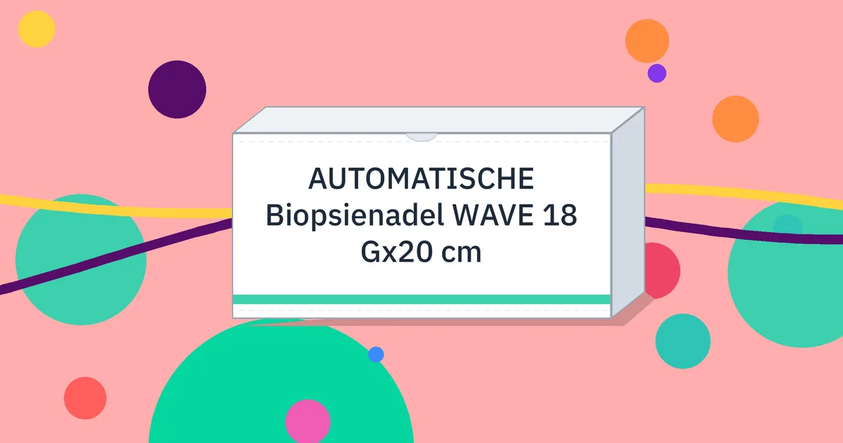 Symbolbild: Packung mit der Aufschrift AUTOMATISCHE Biopsienadel WAVE 18 Gx20 cm (PZN 19462542) – Verfügbarkeit und Bezug in Apotheken in Frankfurt am Main