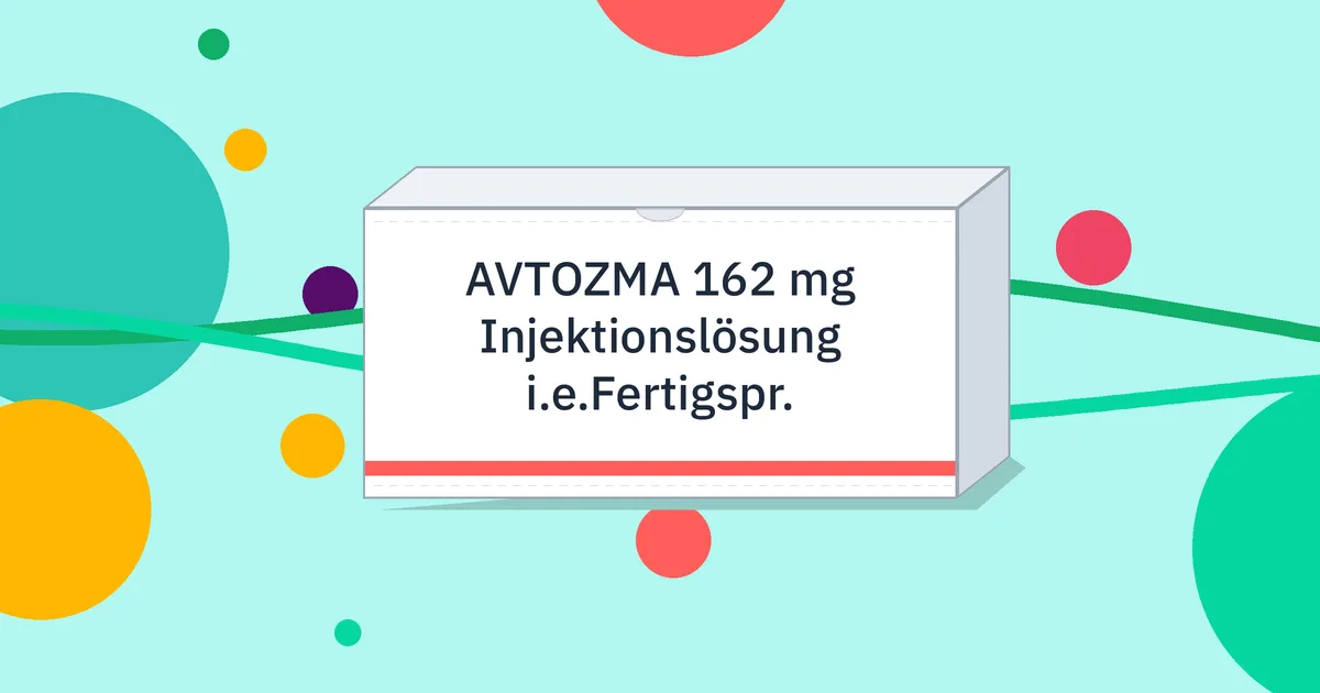 Symbolbild: Packung mit der Aufschrift AVTOZMA 162 mg Injektionslösung i.e.Fertigspr. (PZN 20167498) – Verfügbarkeit und Bezug in Apotheken in Frankfurt am Main