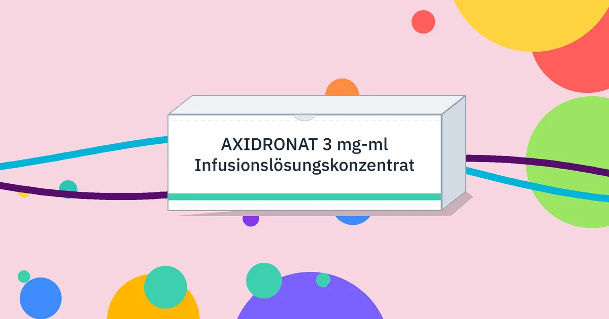 Symbolbild: Packung mit der Aufschrift AXIDRONAT 3 mg-ml Infusionslösungskonzentrat (PZN 05121174) – Verfügbarkeit und Bezug in Apotheken in Frankfurt am Main