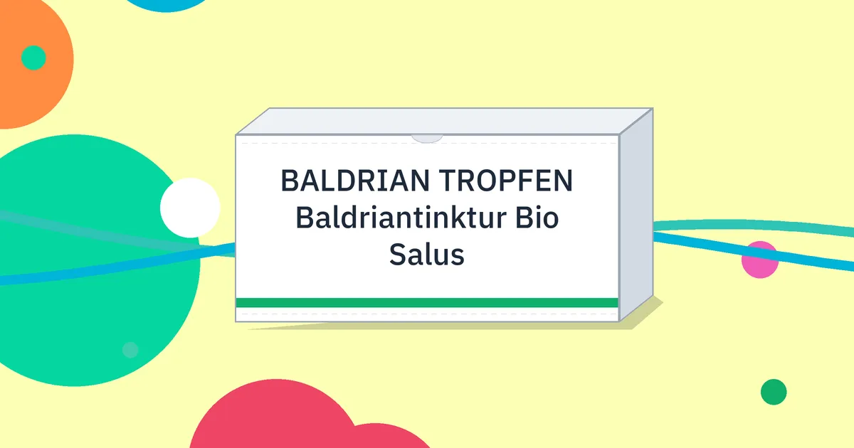 Symbolbild: Packung mit der Aufschrift BALDRIAN TROPFEN Baldriantinktur Bio Salus (PZN 00249892) – Verfügbarkeit und Bezug in Apotheken in Frankfurt am Main