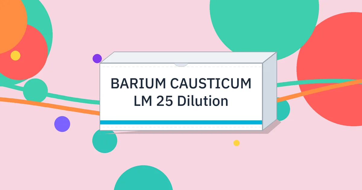Symbolbild: Packung mit der Aufschrift BARIUM CAUSTICUM LM 25 Dilution (PZN 13376876) – Verfügbarkeit und Bezug in Apotheken in Frankfurt am Main