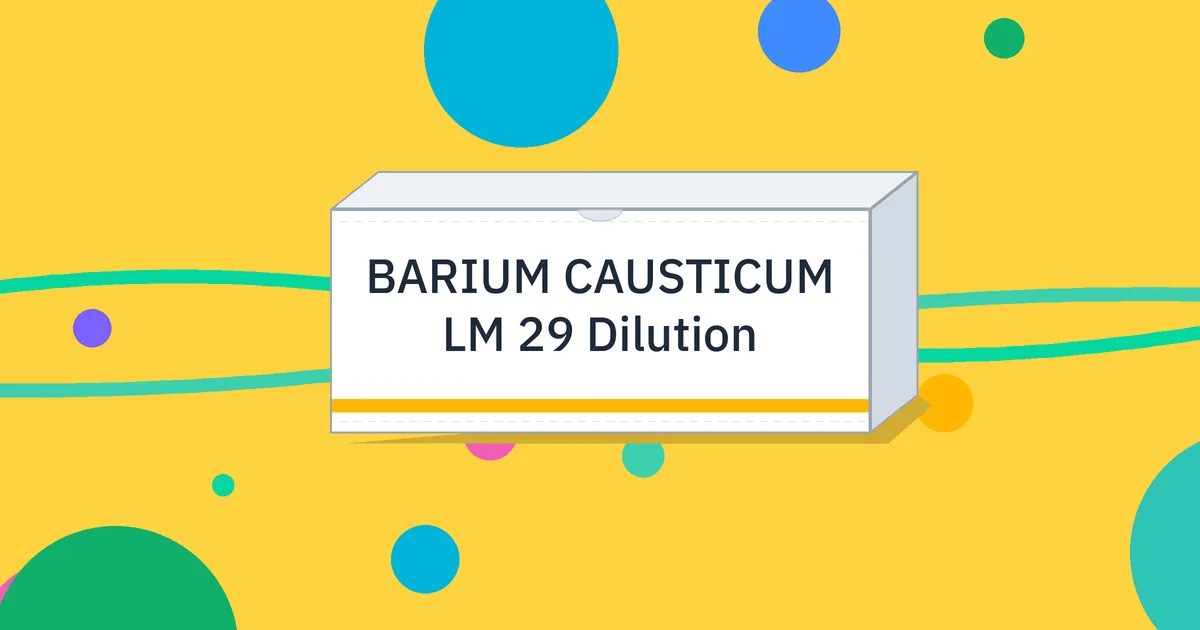 Symbolbild: Packung mit der Aufschrift BARIUM CAUSTICUM LM 29 Dilution (PZN 13376965) – Verfügbarkeit und Bezug in Apotheken in Frankfurt am Main