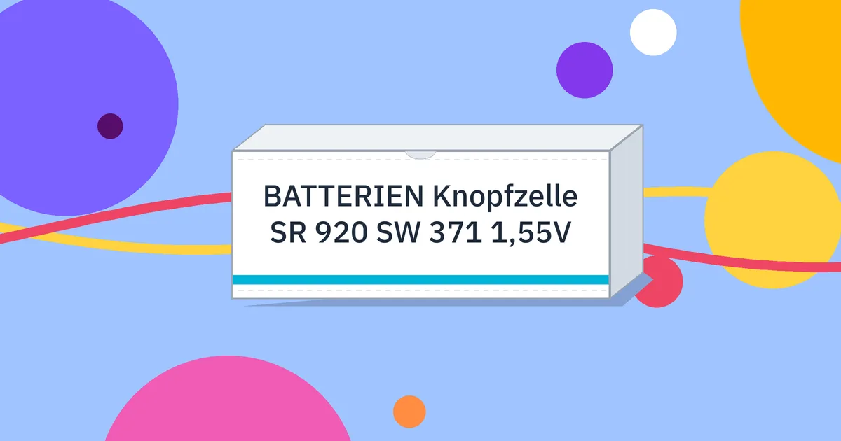 Symbolbild: Packung mit der Aufschrift BATTERIEN Knopfzelle SR 920 SW 371 1,55V (PZN 01380453) – Verfügbarkeit und Bezug in Apotheken in Frankfurt am Main