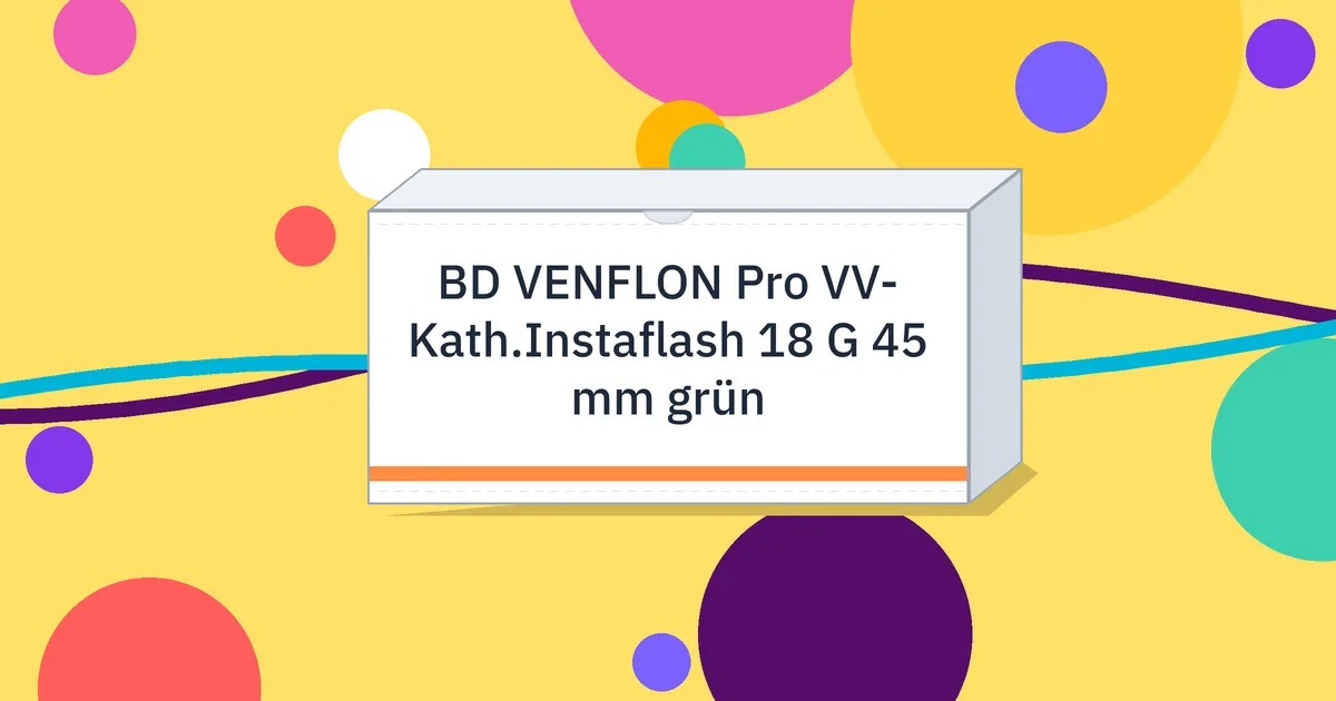 Symbolbild: Packung mit der Aufschrift BD VENFLON Pro VV-Kath.Instaflash 18 G 45 mm grün (PZN 20273421) – Verfügbarkeit und Bezug in Apotheken in Frankfurt am Main