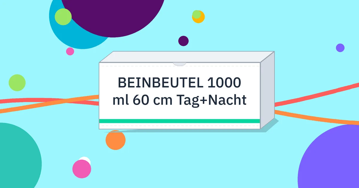 Symbolbild: Packung mit der Aufschrift BEINBEUTEL 1000 ml 60 cm Tag+Nacht (PZN 09102297) – Verfügbarkeit und Bezug in Apotheken in Frankfurt am Main