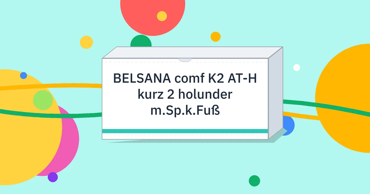 Symbolbild: Packung mit der Aufschrift BELSANA comf K2 AT-H kurz 2 holunder m.Sp.k.Fuß (PZN 12328639) – Verfügbarkeit und Bezug in Apotheken in Frankfurt am Main