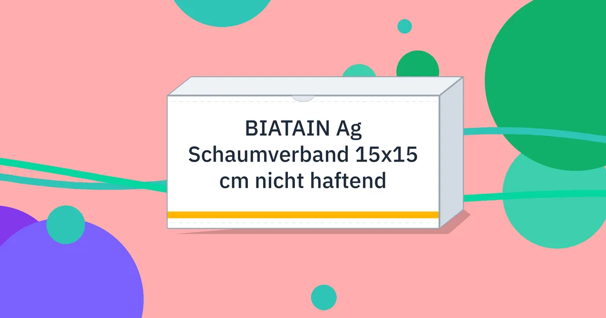 Symbolbild: Packung mit der Aufschrift BIATAIN Ag Schaumverband 15x15 cm nicht haftend (PZN 14331427) – Verfügbarkeit und Bezug in Apotheken in Frankfurt am Main