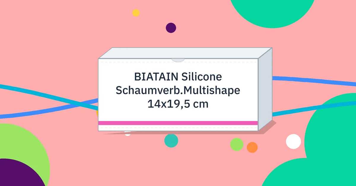 Symbolbild: Packung mit der Aufschrift BIATAIN Silicone Schaumverb.Multishape 14x19,5 cm (PZN 20344606) – Verfügbarkeit und Bezug in Apotheken in Frankfurt am Main
