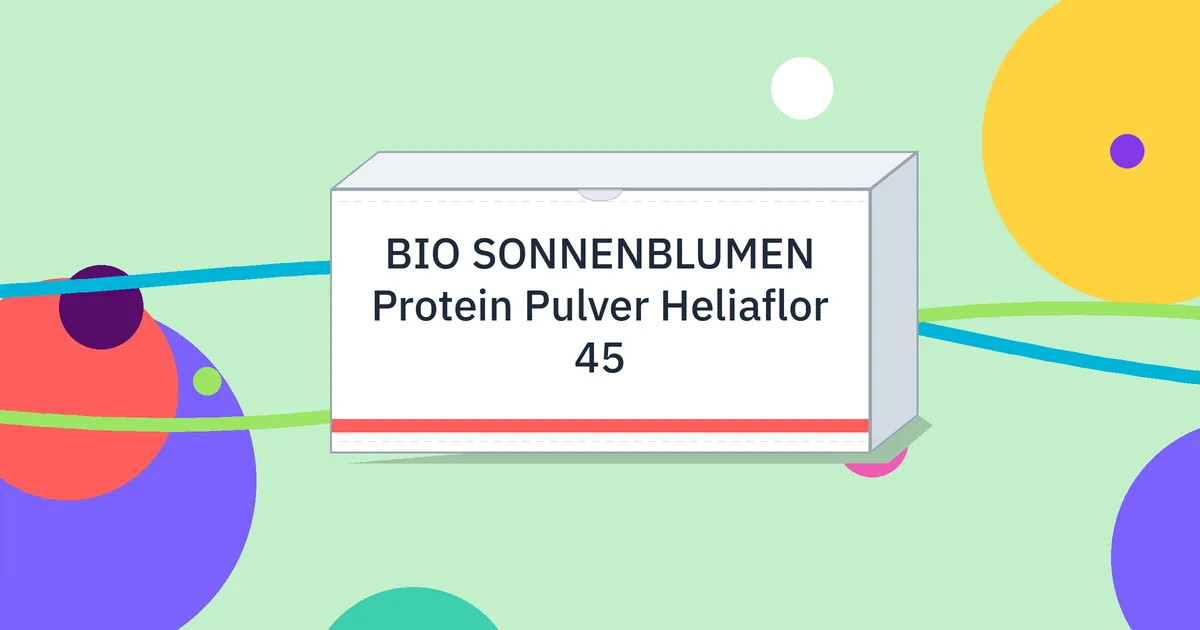 Symbolbild: Packung mit der Aufschrift BIO SONNENBLUMEN Protein Pulver Heliaflor 45 (PZN 11878734) – Verfügbarkeit und Bezug in Apotheken in Frankfurt am Main