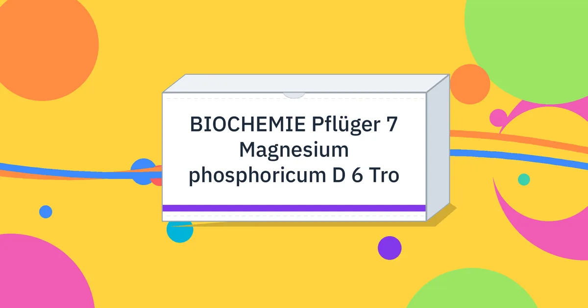 Symbolbild: Packung mit der Aufschrift BIOCHEMIE Pflüger 7 Magnesium phosphoricum D 6 Tro (PZN 06324519) – Verfügbarkeit und Bezug in Apotheken in Frankfurt am Main