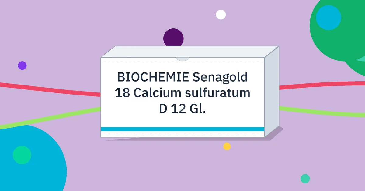 Symbolbild: Packung mit der Aufschrift BIOCHEMIE Senagold 18 Calcium sulfuratum D 12 Gl. (PZN 09215015) – Verfügbarkeit und Bezug in Apotheken in Frankfurt am Main
