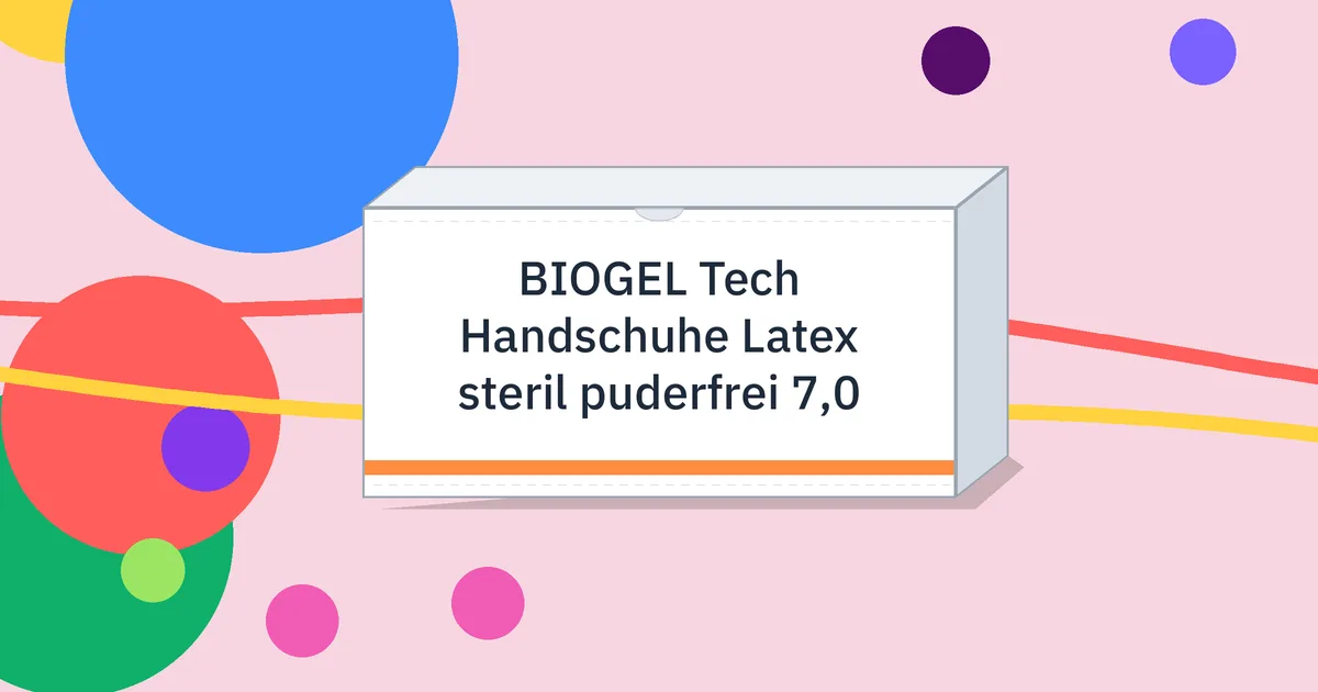 Symbolbild: Packung mit der Aufschrift BIOGEL Tech Handschuhe Latex steril puderfrei 7,0 (PZN 20867155) – Verfügbarkeit und Bezug in Apotheken in Frankfurt am Main