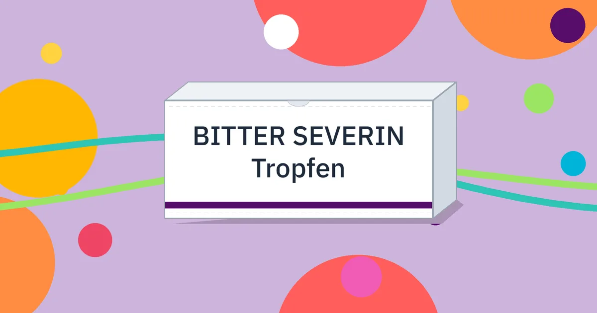 Symbolbild: Packung mit der Aufschrift BITTER SEVERIN Tropfen (PZN 12737510) – Verfügbarkeit und Bezug in Apotheken in Frankfurt am Main