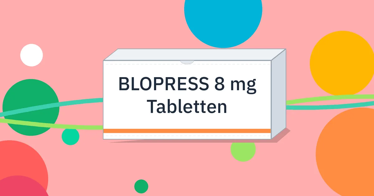 Symbolbild: Packung mit der Aufschrift BLOPRESS 8 mg Tabletten (PZN 01137669) – Verfügbarkeit und Bezug in Apotheken in Frankfurt am Main