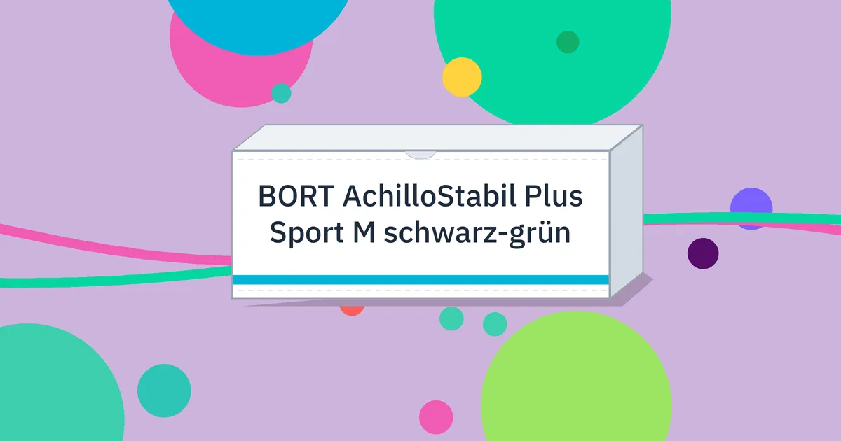 Symbolbild: Packung mit der Aufschrift BORT AchilloStabil Plus Sport M schwarz-grün (PZN 10207601) – Verfügbarkeit und Bezug in Apotheken in Frankfurt am Main