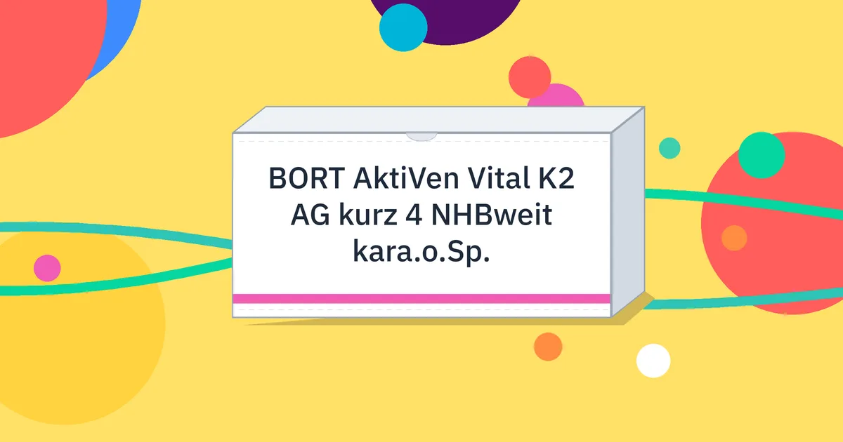 Symbolbild: Packung mit der Aufschrift BORT AktiVen Vital K2 AG kurz 4 NHBweit kara.o.Sp. (PZN 12384224) – Verfügbarkeit und Bezug in Apotheken in Frankfurt am Main