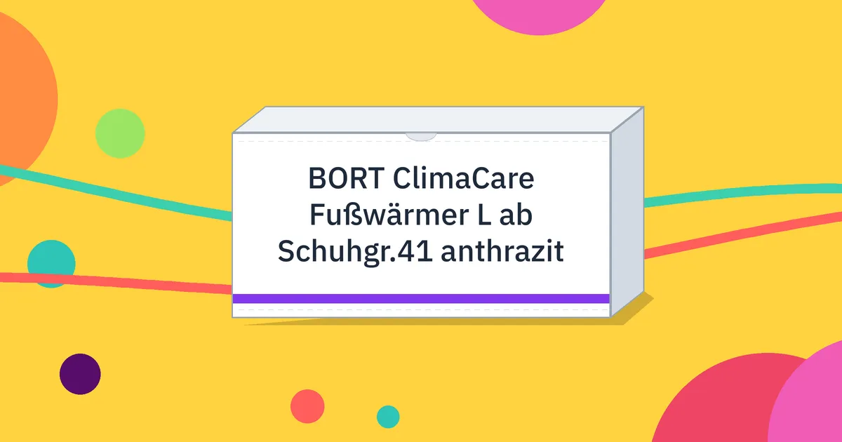 Symbolbild: Packung mit der Aufschrift BORT ClimaCare Fußwärmer L ab Schuhgr.41 anthrazit (PZN 18094958) – Verfügbarkeit und Bezug in Apotheken in Frankfurt am Main