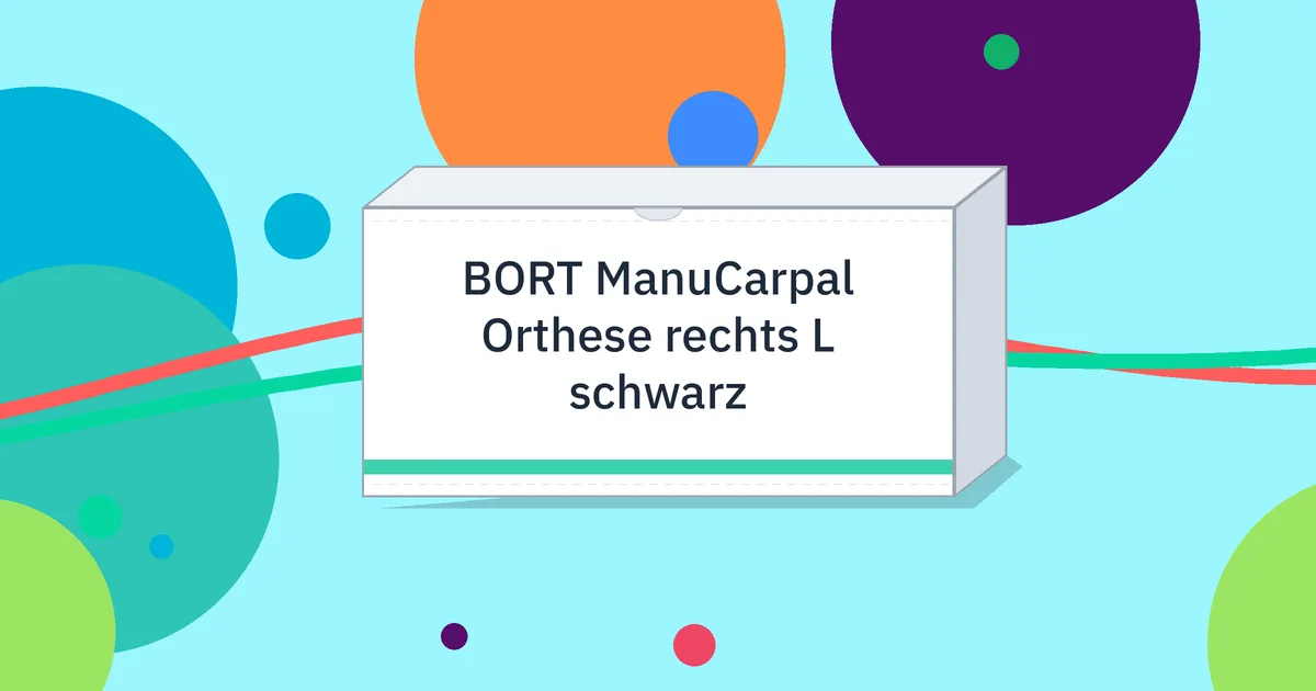 Symbolbild: Packung mit der Aufschrift BORT ManuCarpal Orthese rechts L schwarz (PZN 06156482) – Verfügbarkeit und Bezug in Apotheken in Frankfurt am Main