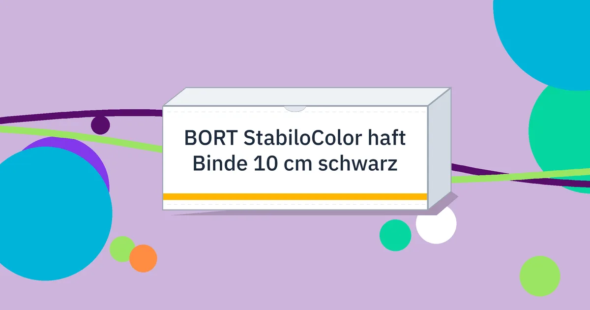 Symbolbild: Packung mit der Aufschrift BORT StabiloColor haft Binde 10 cm schwarz (PZN 07672524) – Verfügbarkeit und Bezug in Apotheken in Frankfurt am Main