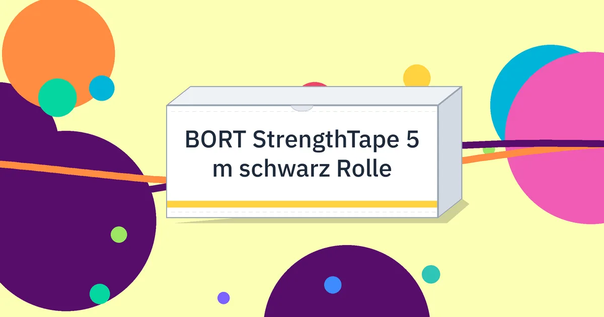 Symbolbild: Packung mit der Aufschrift BORT StrengthTape 5 m schwarz Rolle (PZN 08776622) – Verfügbarkeit und Bezug in Apotheken in Frankfurt am Main