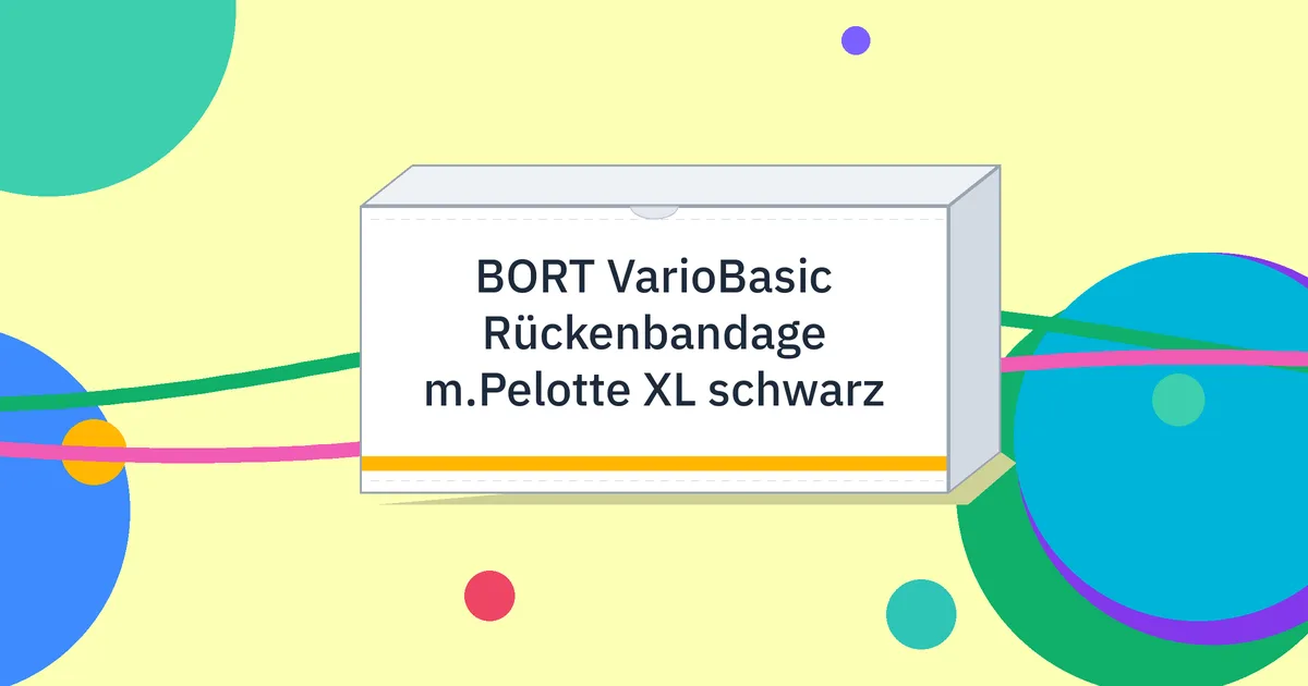 Symbolbild: Packung mit der Aufschrift BORT VarioBasic Rückenbandage m.Pelotte XL schwarz (PZN 02151708) – Verfügbarkeit und Bezug in Apotheken in Frankfurt am Main