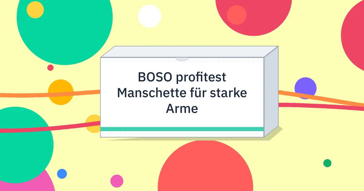 Symbolbild: Packung mit der Aufschrift BOSO profitest Manschette für starke Arme (PZN 00113141) – Verfügbarkeit und Bezug in Apotheken in Frankfurt am Main