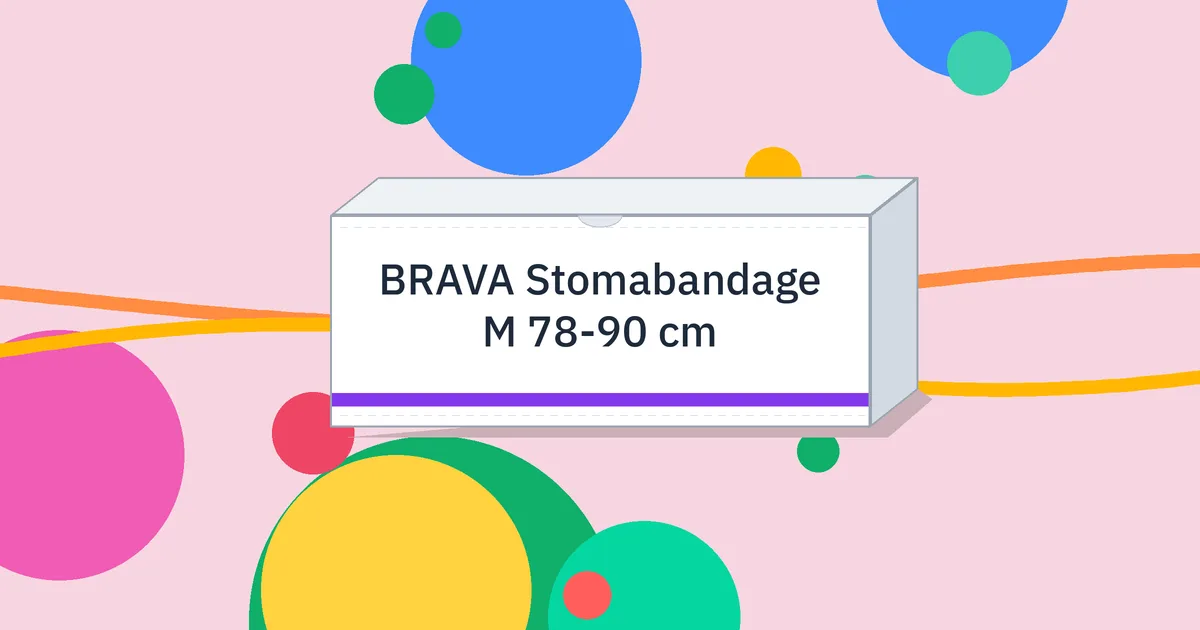Symbolbild: Packung mit der Aufschrift BRAVA Stomabandage M 78-90 cm (PZN 15376656) – Verfügbarkeit und Bezug in Apotheken in Frankfurt am Main