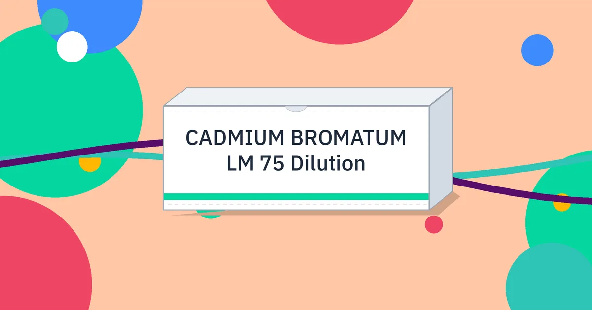 Symbolbild: Packung mit der Aufschrift CADMIUM BROMATUM LM 75 Dilution (PZN 12798115) – Verfügbarkeit und Bezug in Apotheken in Frankfurt am Main